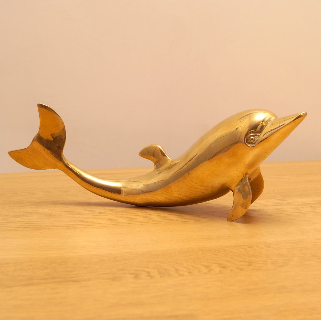 Vintage Solid Brass Dolphin / Fish Sculpture || Excellent Vintage ...