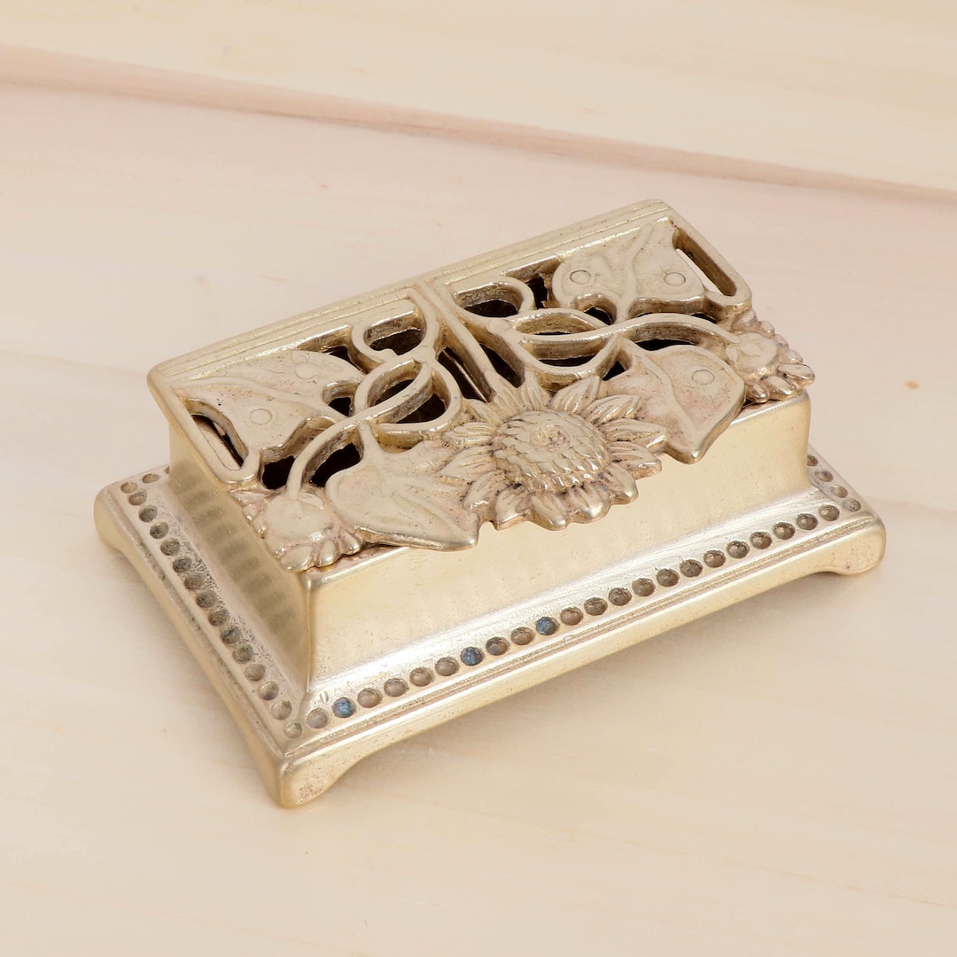 Postage Stamp Holder / Inkwell / Ink Pot / Decorative Sunflower Box ...