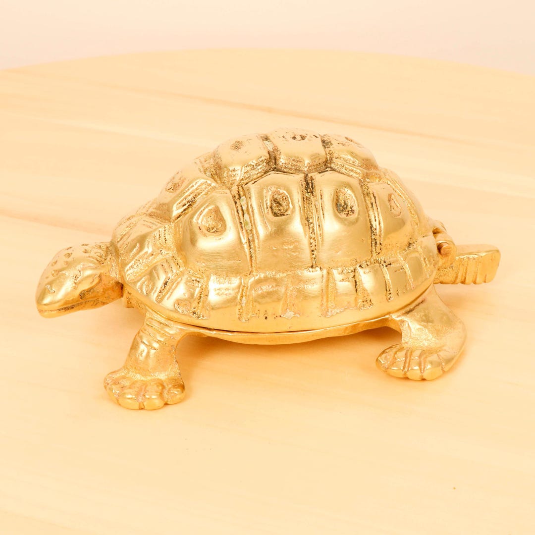 Box Turtle / Figurine Vintage Solid Brass Decorative Jewellery Box Can ...