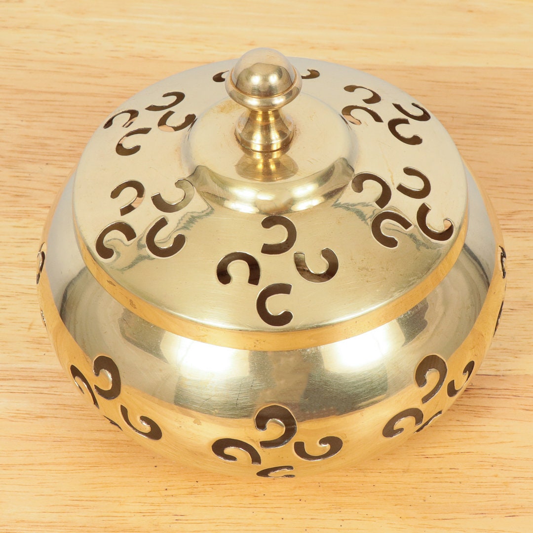 Box / Tin Box / Aroma Box / Incense Burner || Vintage Solid Brass ...