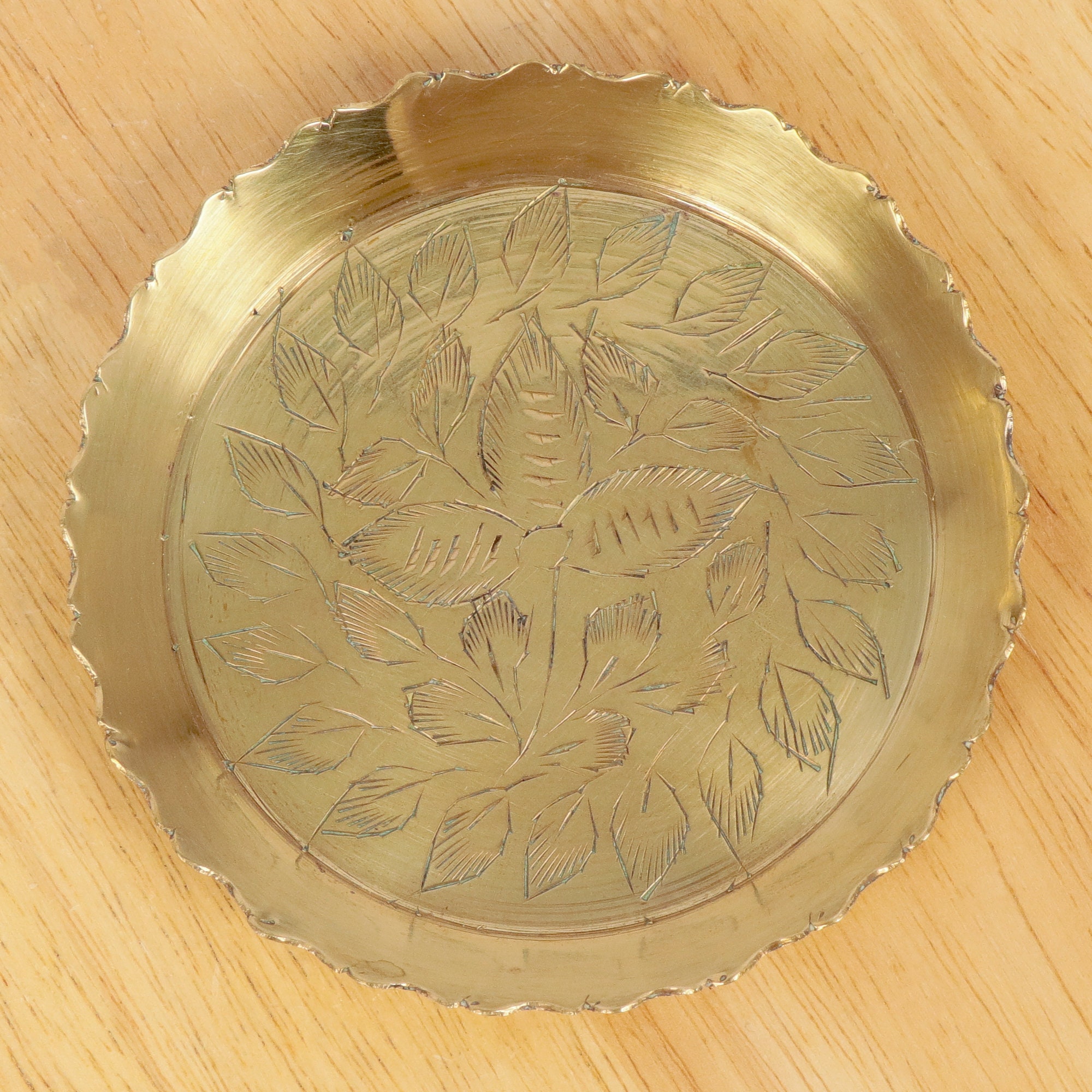 10 Cm Plates / Dishes / Trays Vintage Solid Brass Floral | Etsy