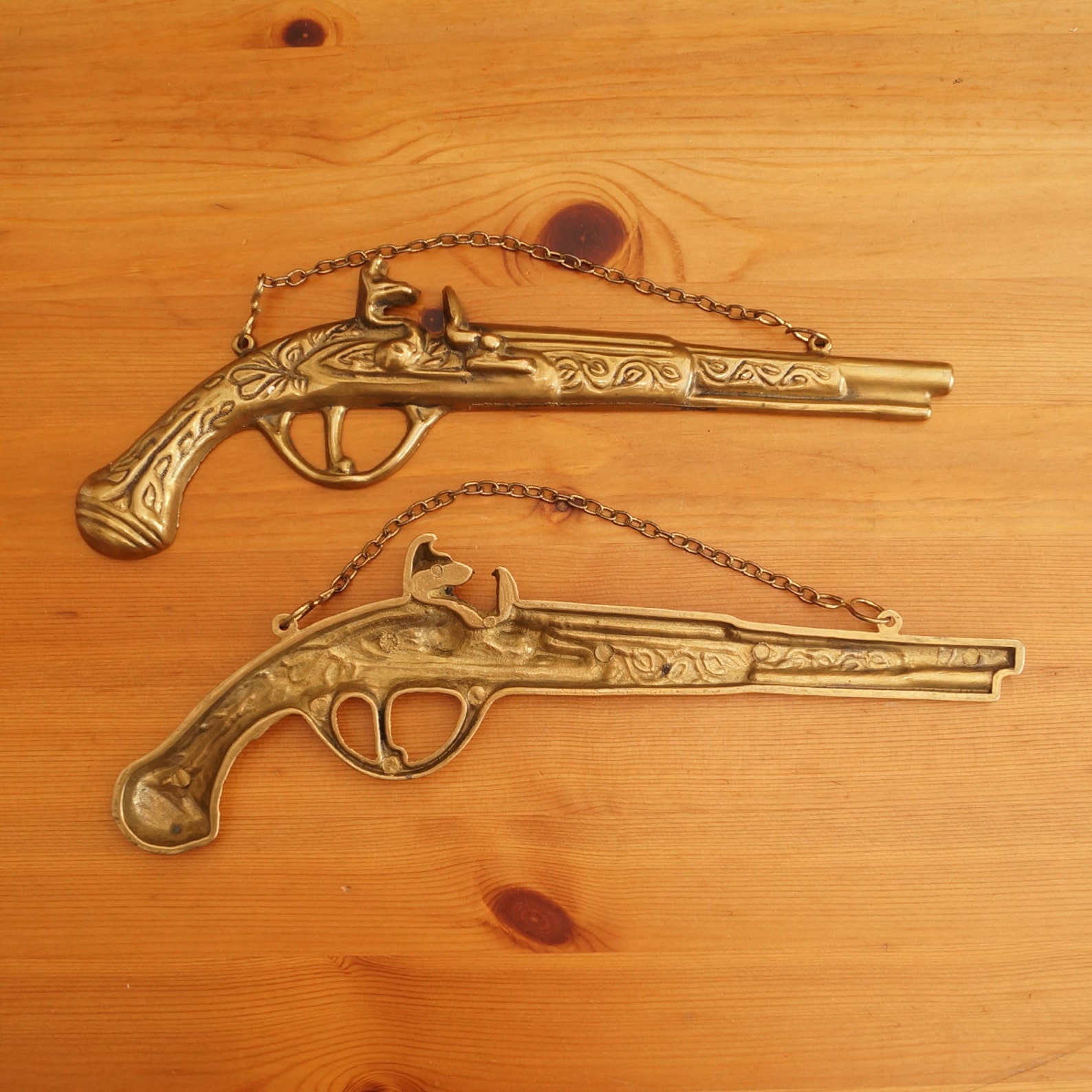 Brass Decorative Gun Set Vintage Wall Decor High | Etsy