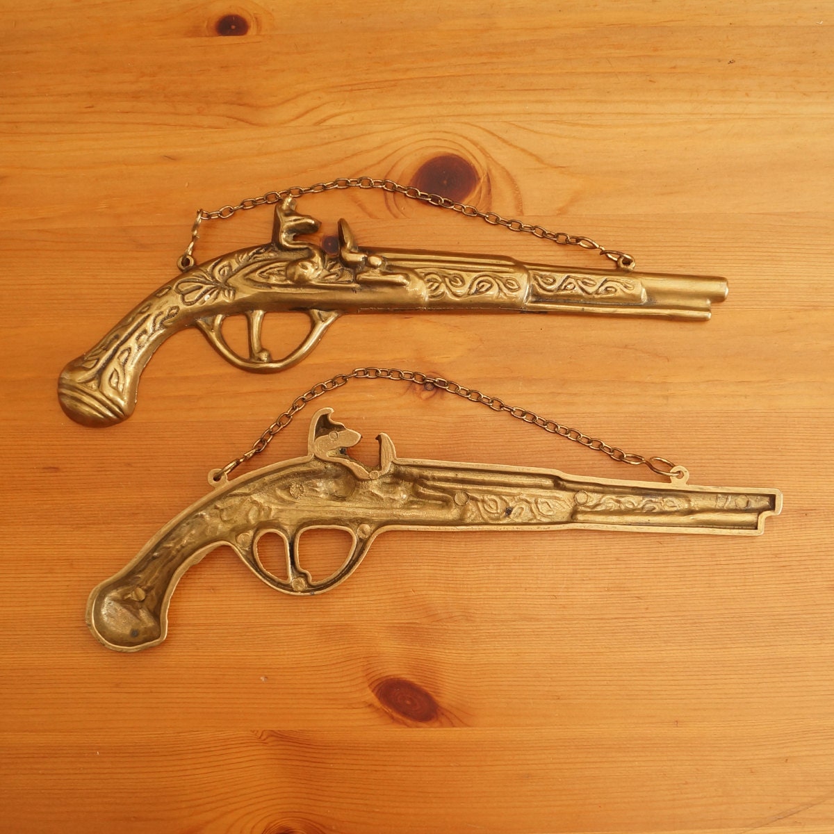 Brass Decorative Gun Set Vintage Wall Decor High | Etsy