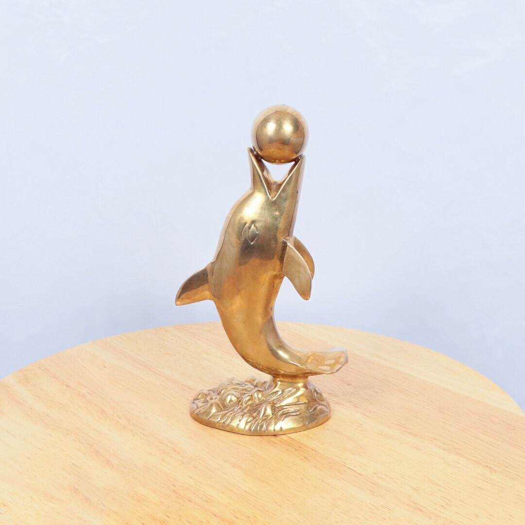 Dolphin With a Ball Figurine || Vintage Marine Life Figurine || Solid ...