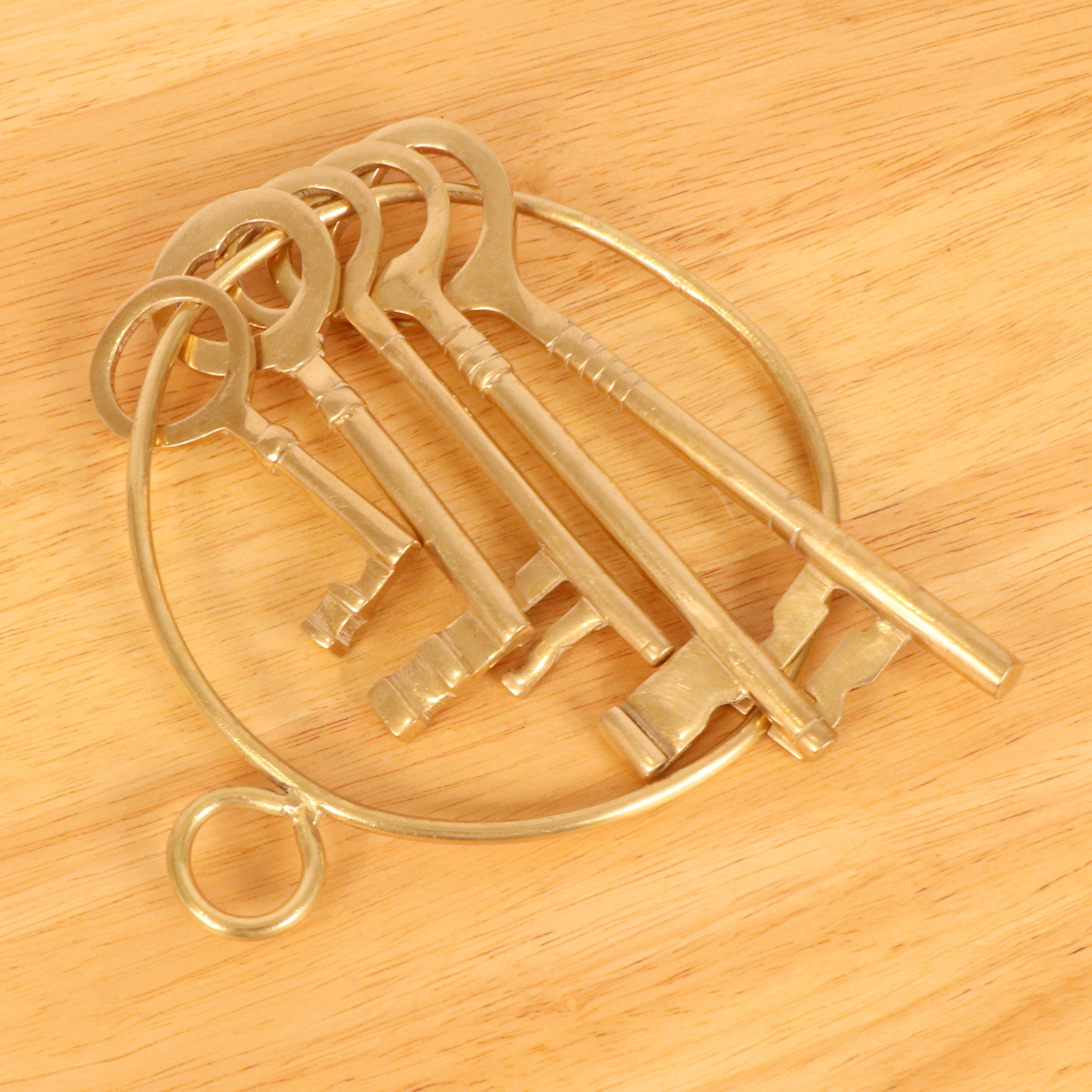 5 Keys With a Brass Ring || Vintage Solid Brass || Wall Hanging Decor ...