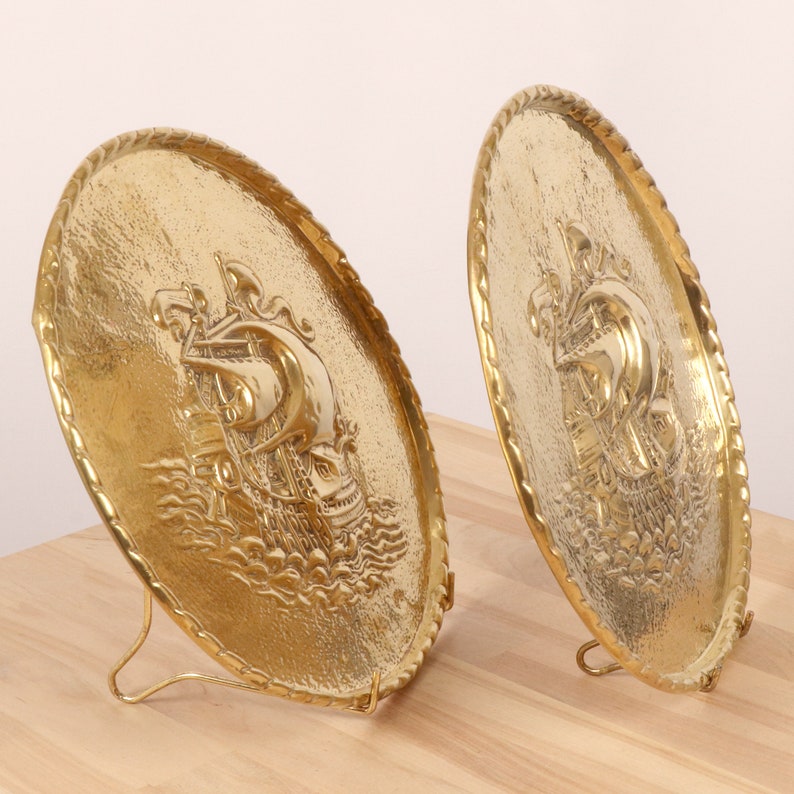 2 Plaques / Wall Hangings / Plates || Ship / Boat in the Sea Design ...
