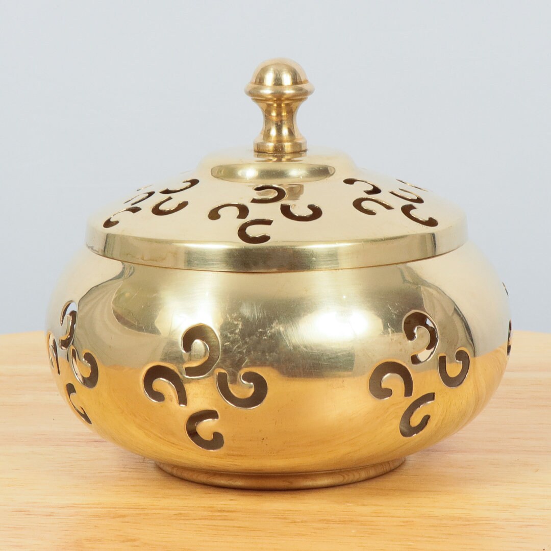 Box / Tin Box / Aroma Box / Incense Burner || Vintage Solid Brass ...