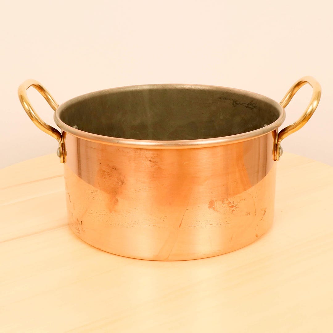 Copper Casserole / Pot / Container / Bucket With Brass Handles ...