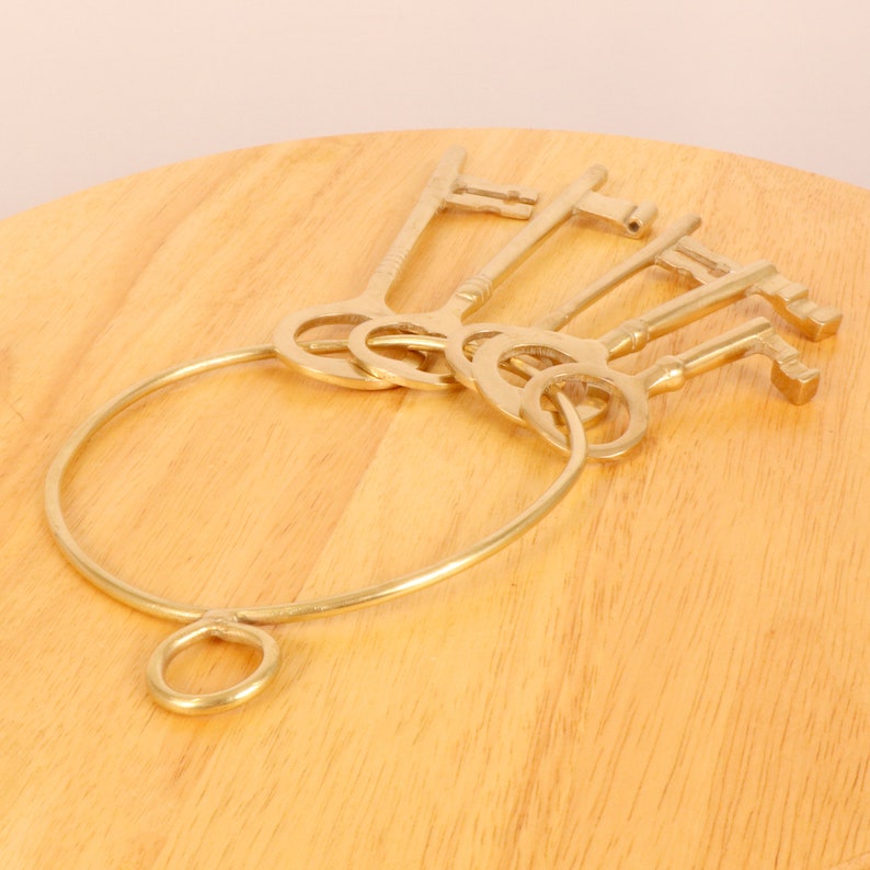5 Keys With a Brass Ring || Vintage Solid Brass || Wall Hanging Decor ...