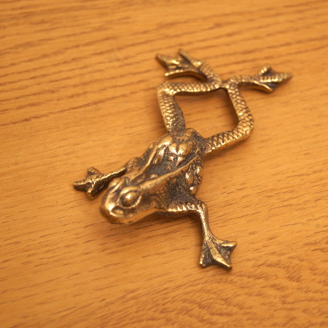 Excited Frog Statue || Vintage Solid Brass Frogling Sculpture ...