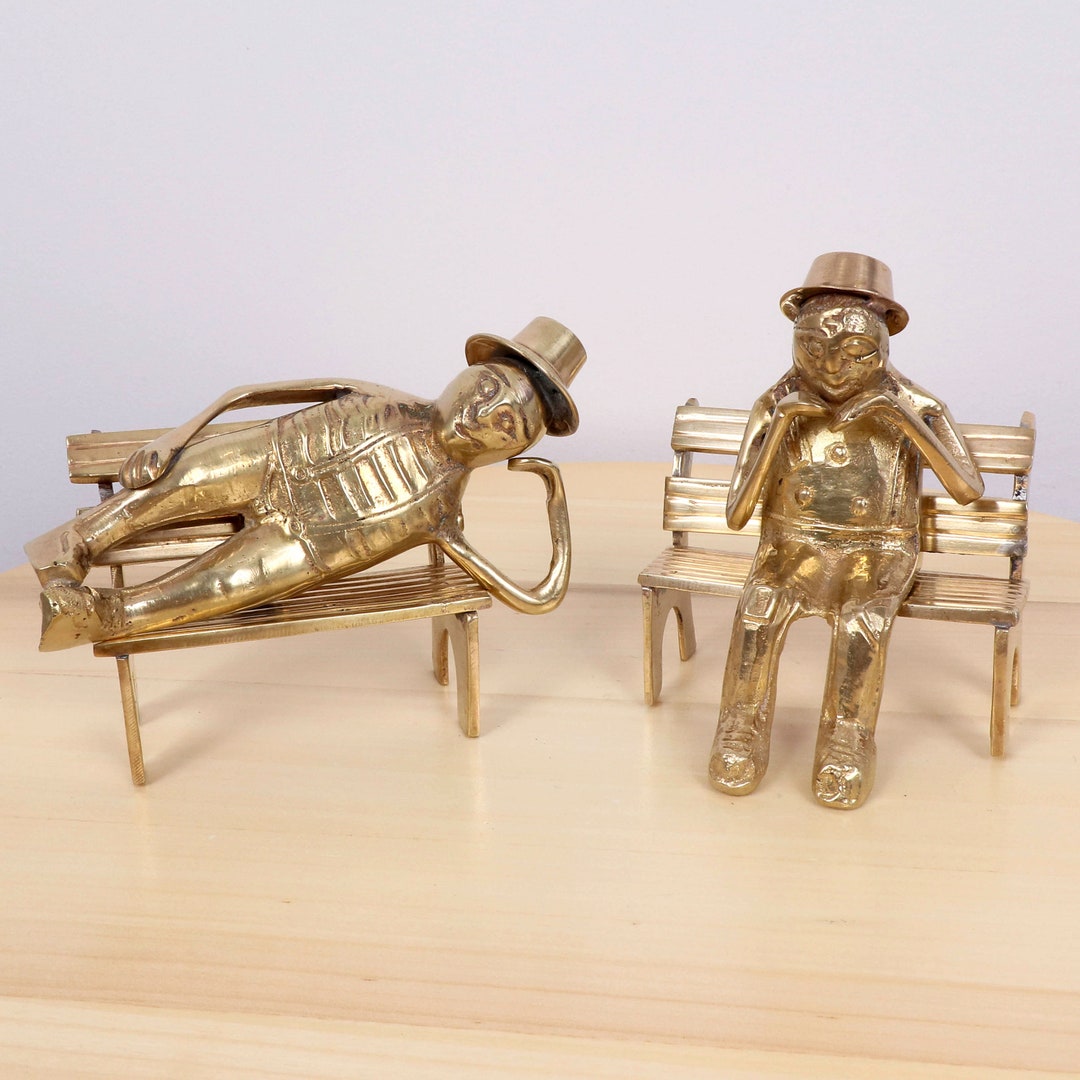 2 Figures on a Chair / Bench || Vintage Solid Brass - Etsy