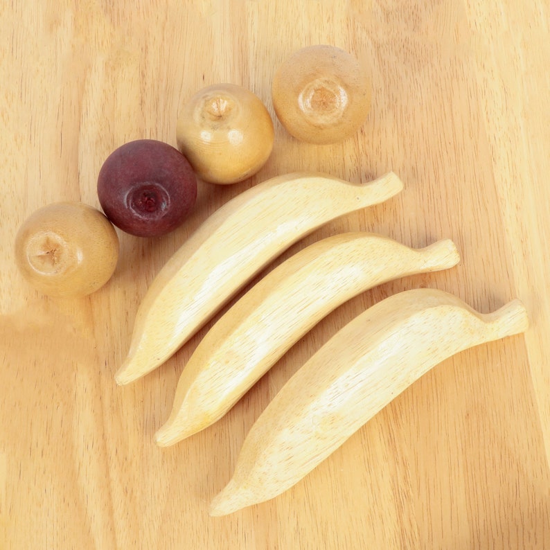 Wood Fruits Collection / Wooden Fruits - Apples and Banana in Woven ...