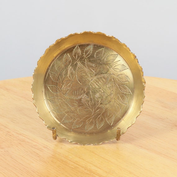 10 Cm Plates / Dishes / Trays Vintage Solid Brass Floral | Etsy