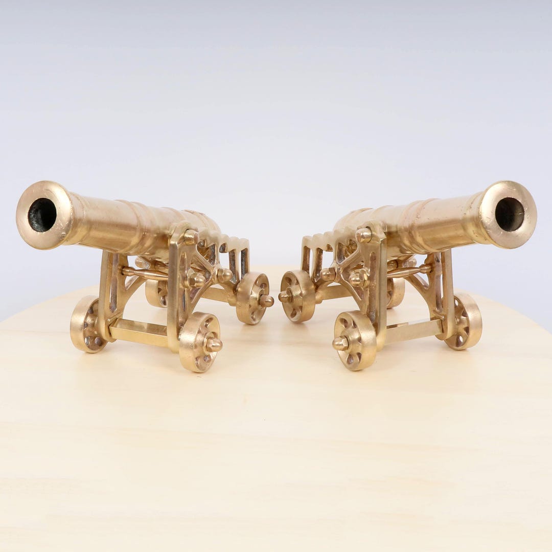 Vintage Brass Cannon Replicas – Pair of Detailed Miniature Cannons - Etsy