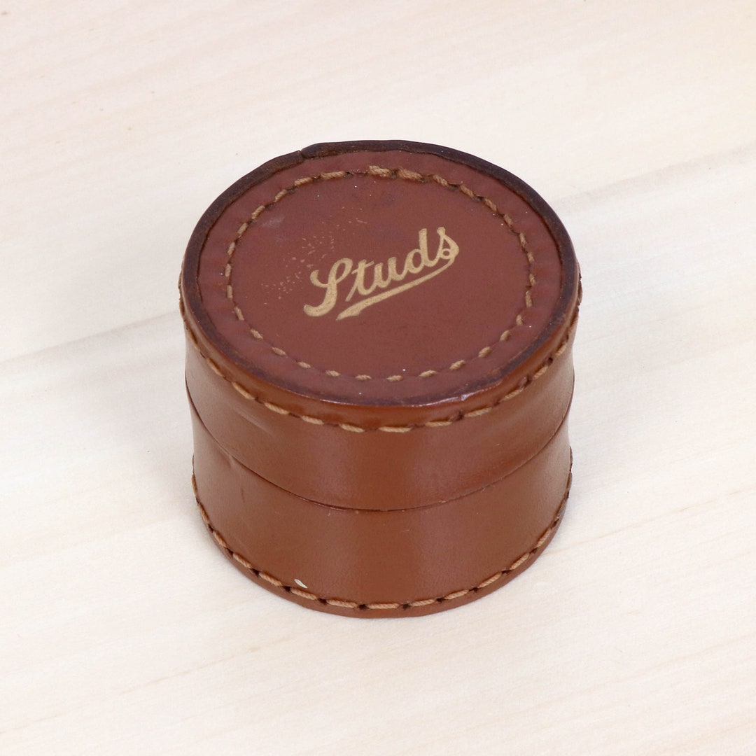 Leather Box / Studs Box || Vintage Leather || Cylinder Studs Box - Etsy