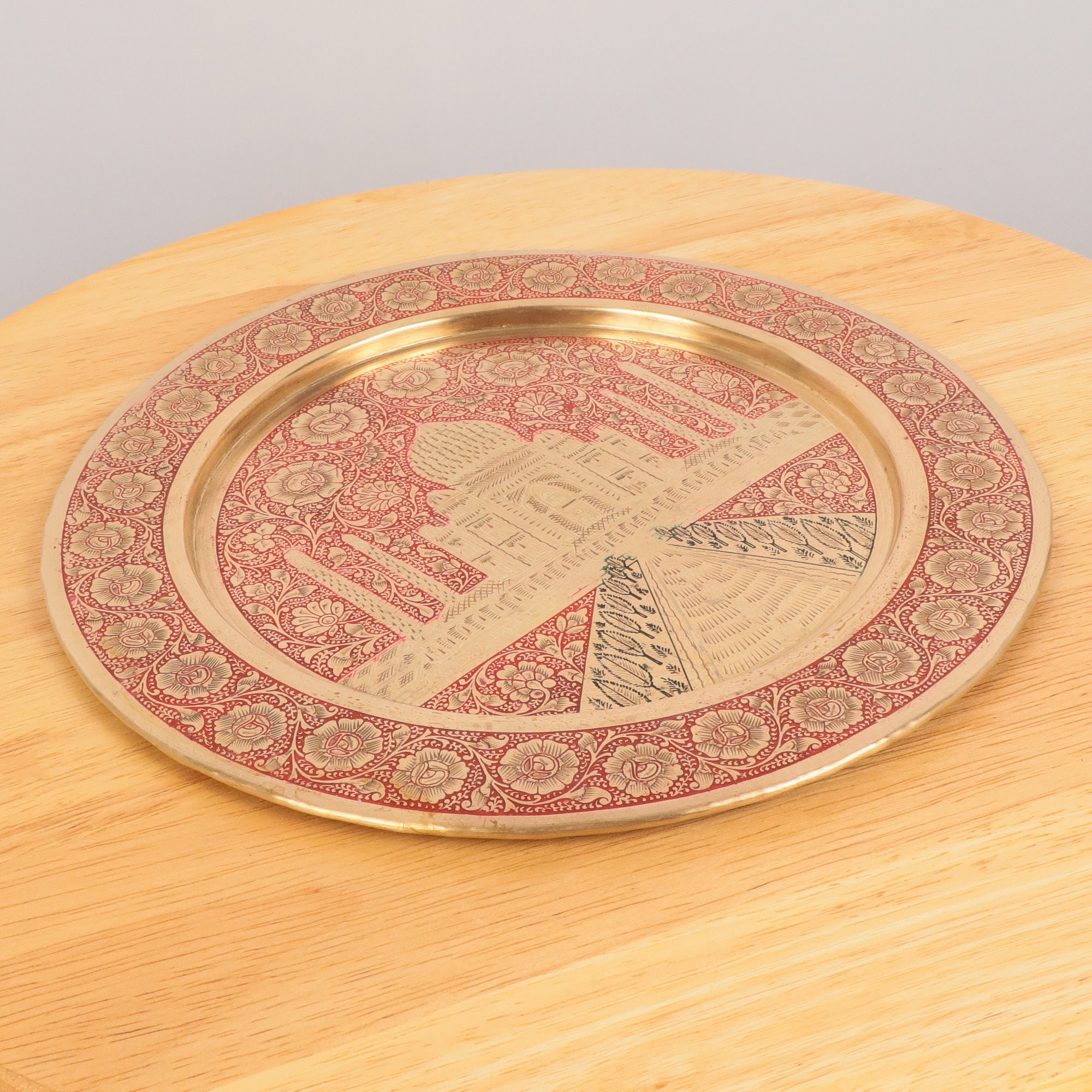 Taj Mahal Plate / Tray || Vintage Solid Brass Handmade Plate With ...