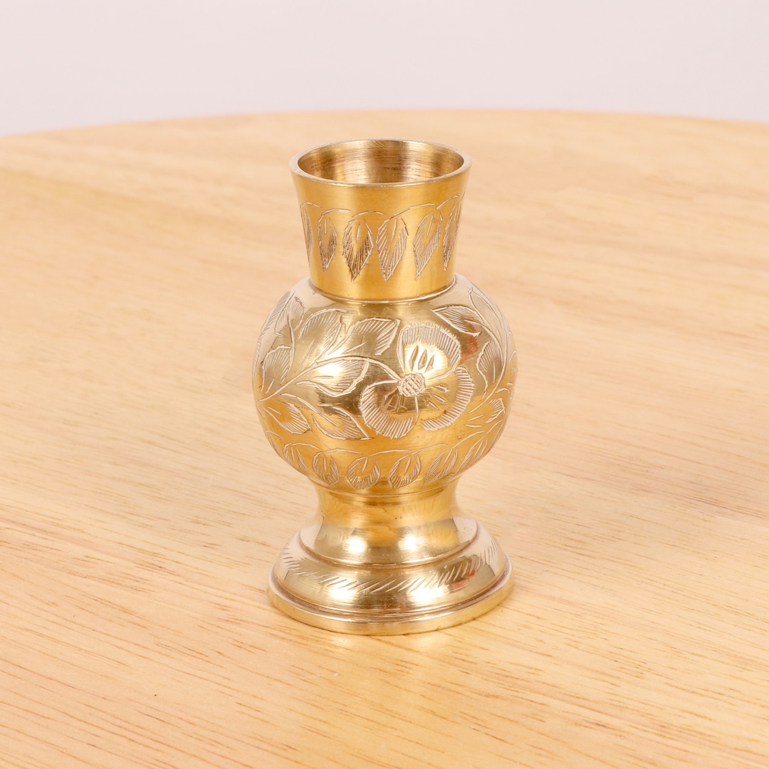 Miniature Vase || Vintage Solid Brass || Made in India 77J || Handmade ...