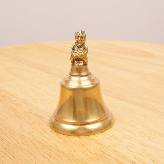 Small Desk Bell Vintage Solid Brass Polperro Pixie Design Small Etsy UK