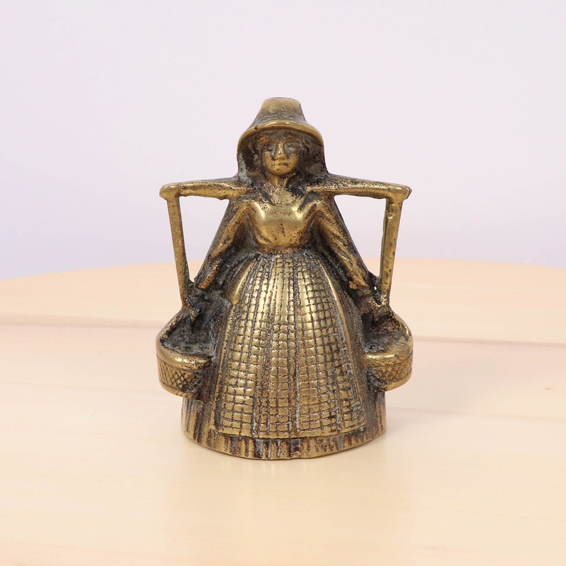 Lady Farmer Holding Two Buckets on Her Shoulders / Water Lady Bell ...