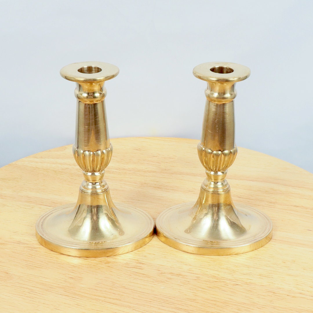 2 Heavy Candle Holders / Candle Sticks || Solid Brass || Oval Shape ...
