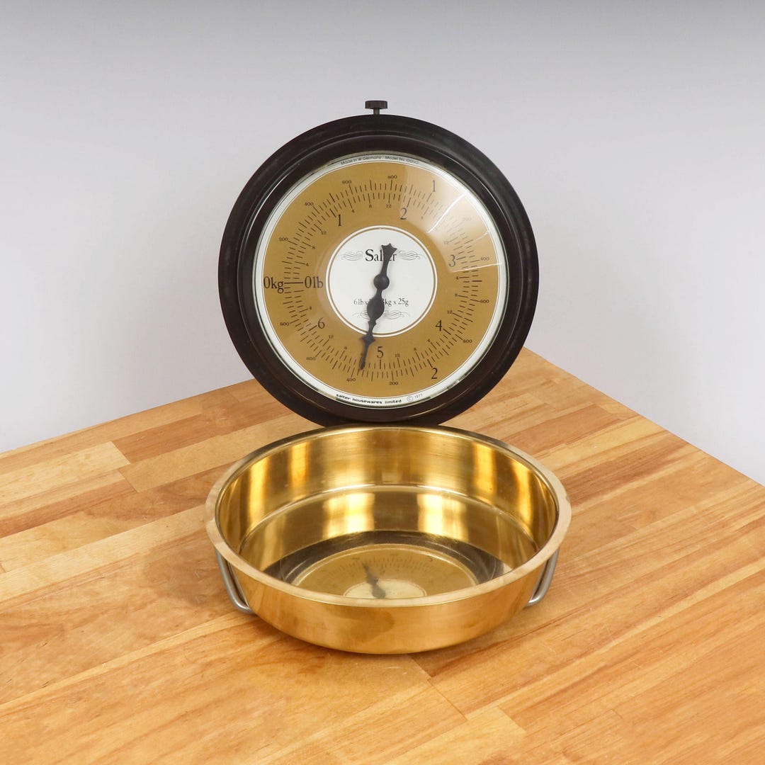 Salter Brown Plastic Kitchen Wall Mount Scales || Solid Brass Bowl ...