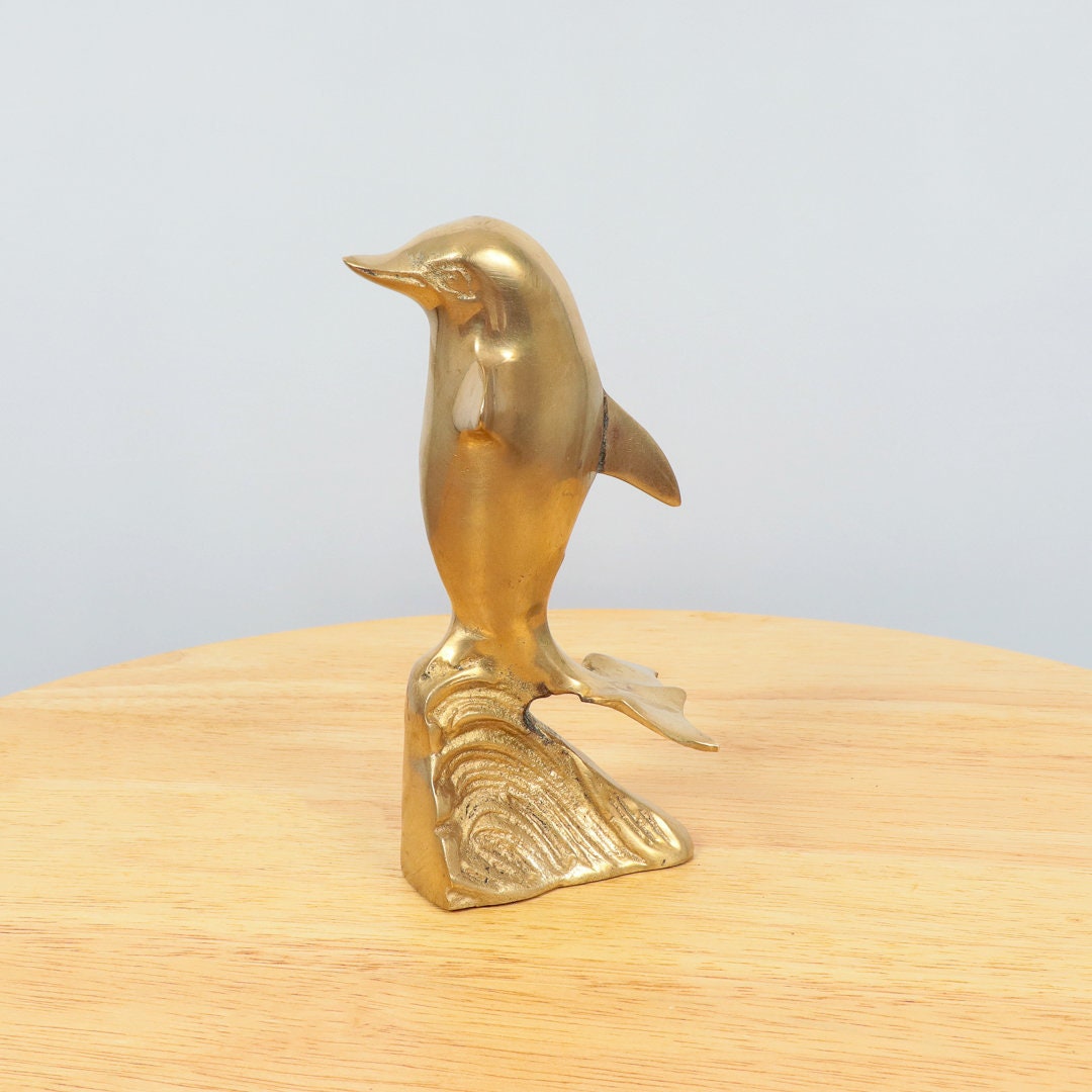 Heavy Brass Dolphin Collectible || Vintage Marine Life Figurine ...