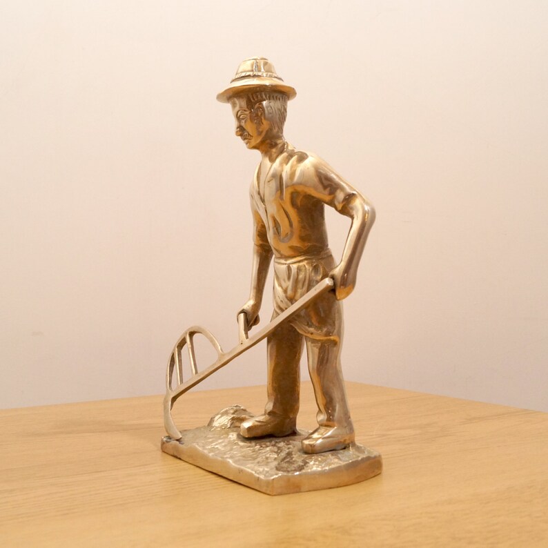 Brass Man / Peasant With a Reaper - Solid and Heavy / Statue / Figurine ...