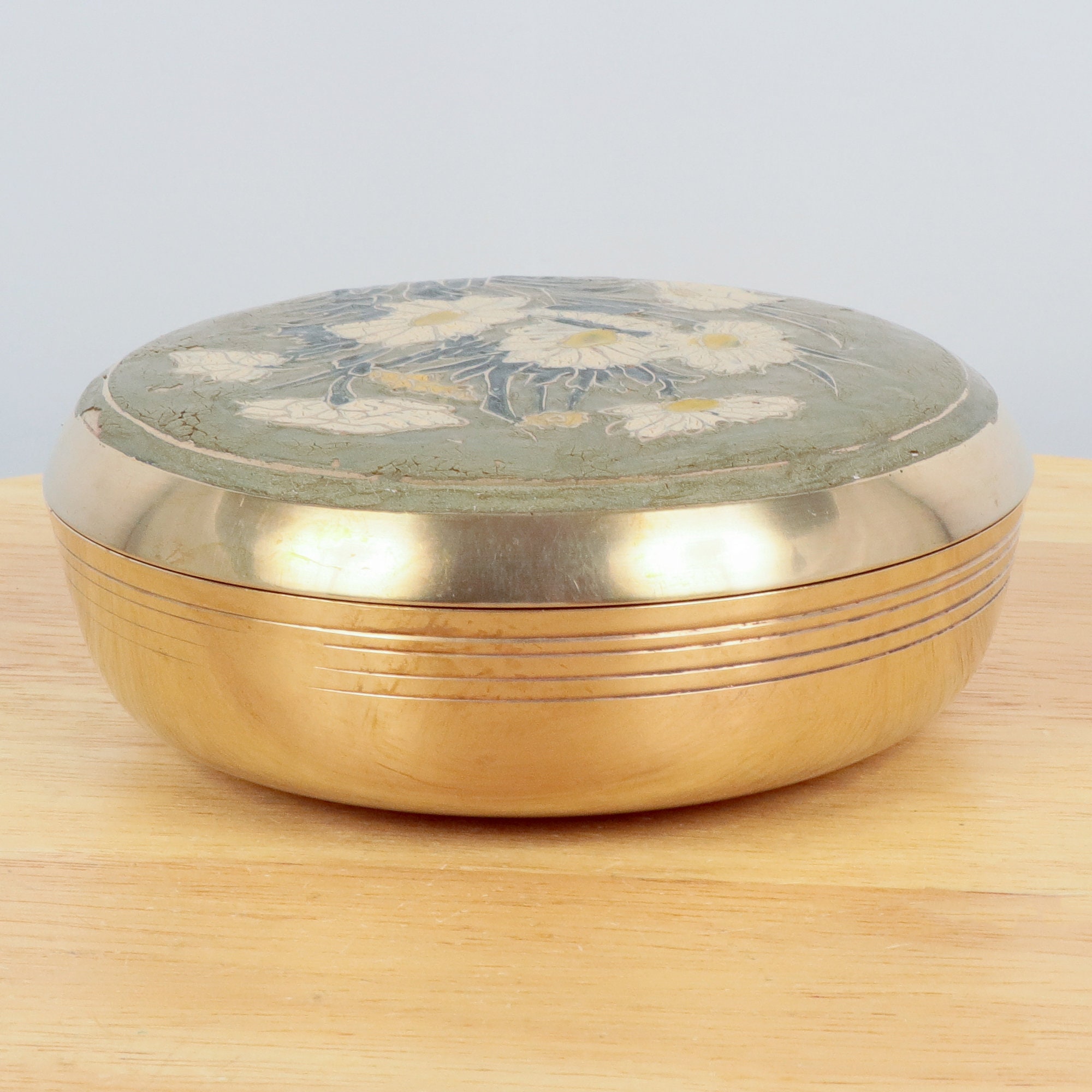 Jewellery Box / Box With Lid || Enamel Picture on Lid || Floral Design ...