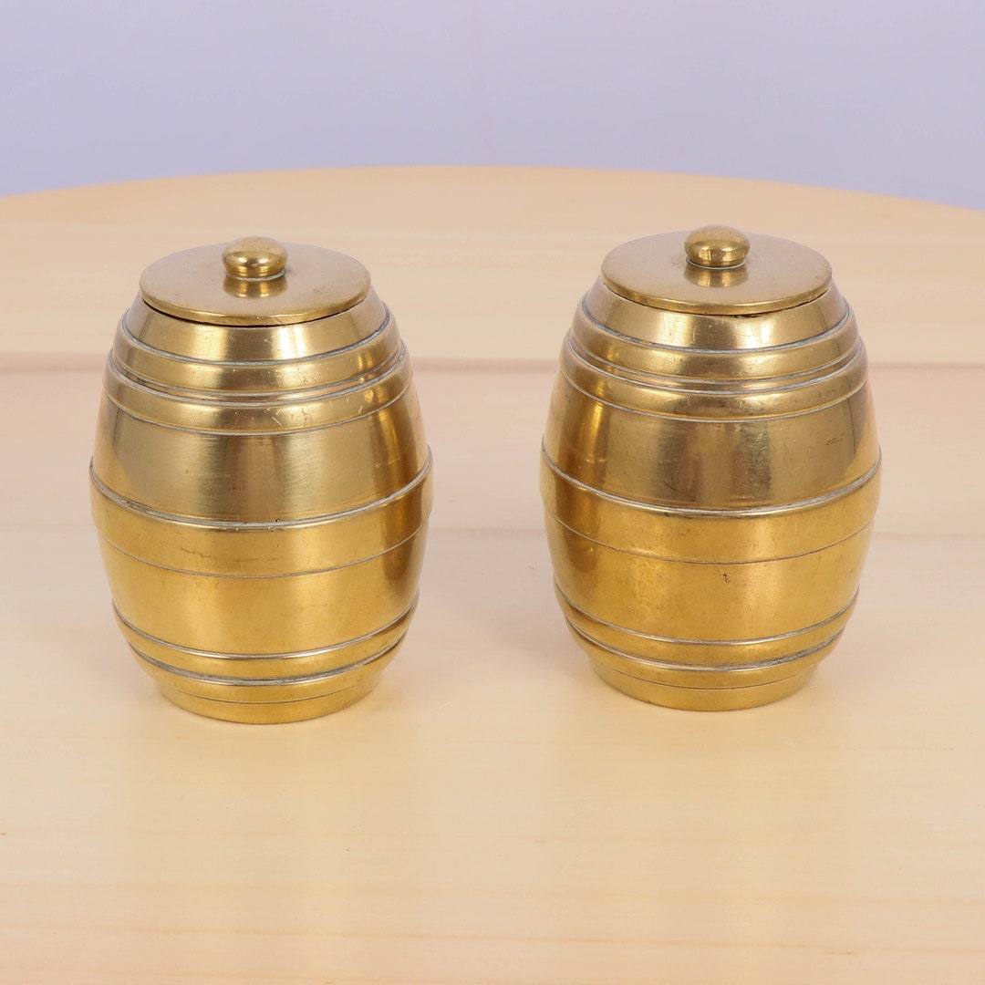 2 Barrels || Solid Brass Vintage || Paperweight / Inkwell / Holder - Etsy