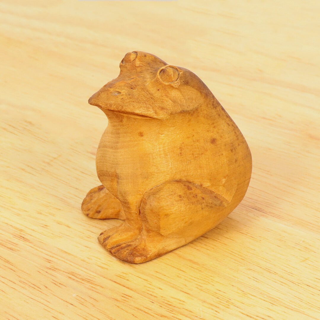 Carved Wood Frog Sculpture / Figure || Vintage Solid Wood - Etsy