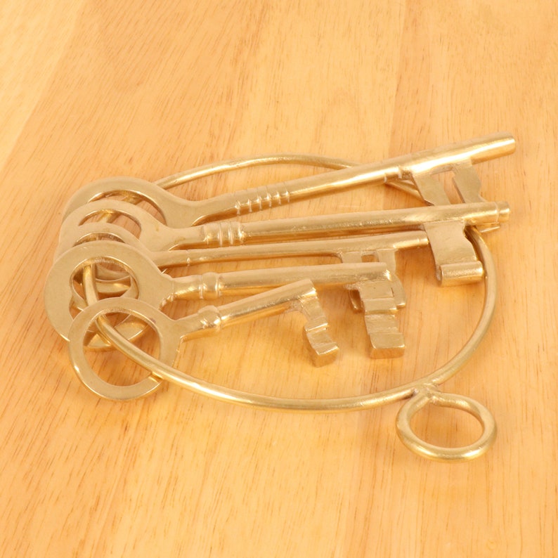 5 Keys With a Brass Ring || Vintage Solid Brass || Wall Hanging Decor ...
