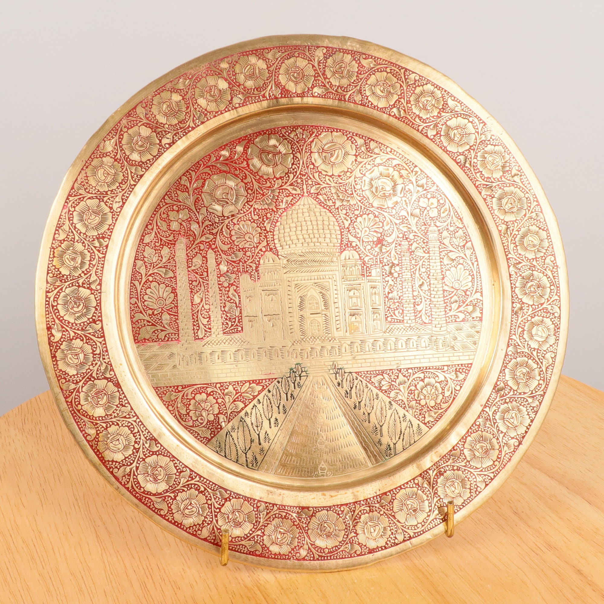 Taj Mahal Plate / Tray || Vintage Solid Brass Handmade Plate With ...