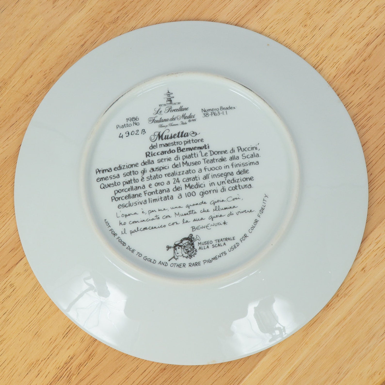 Decorative Plate Musetta Benvenuti* || Le Porcellane Fontana Dei Medici ...