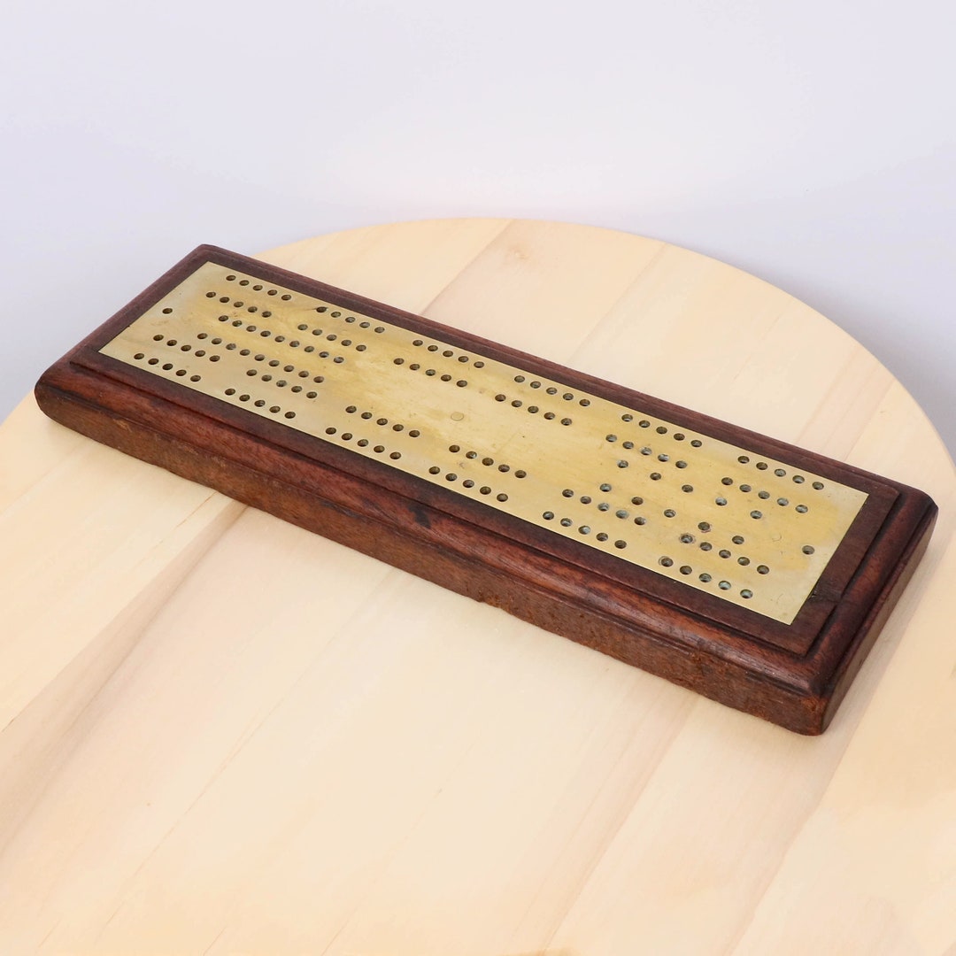 Game Point Counter || Vintage Solid Brass Plate on Wooden Base ...