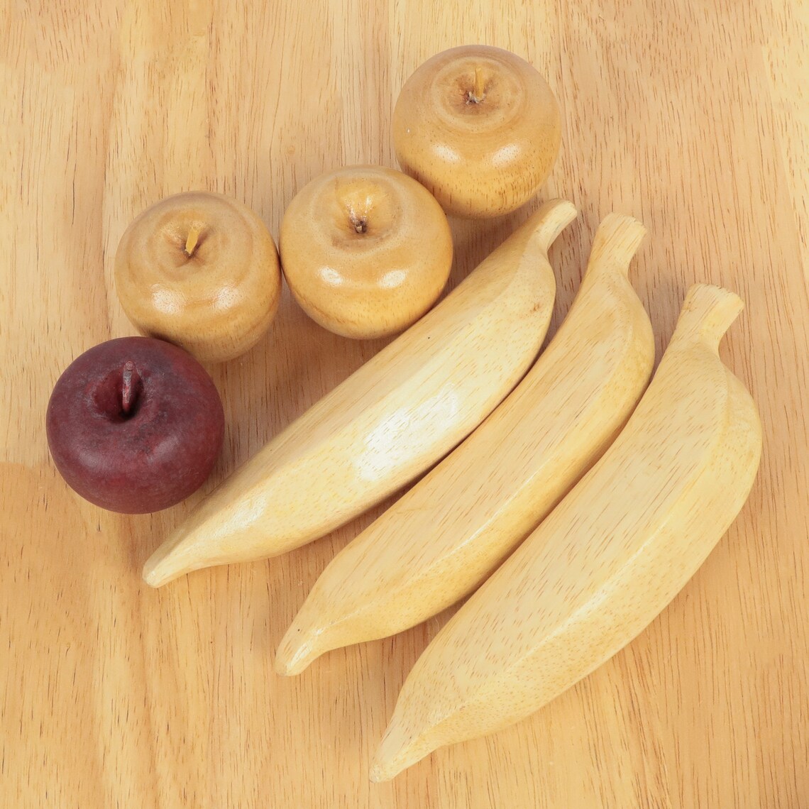 Wood fruits collection / wooden fruits apples and banana in | Etsy