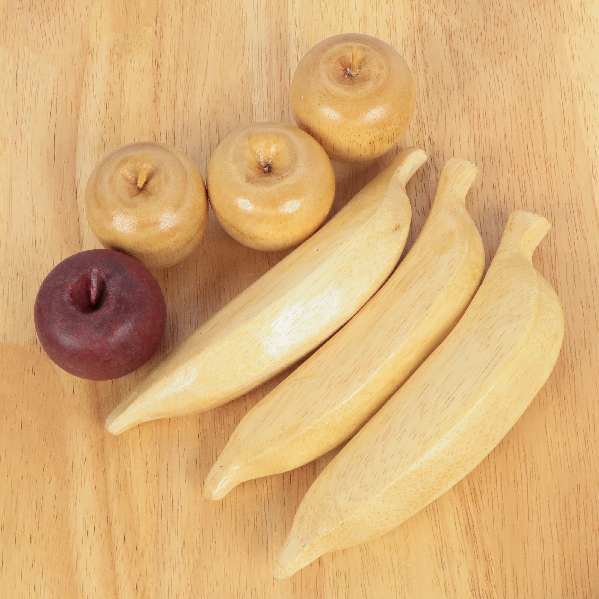 Wood Fruits Collection / Wooden Fruits - Apples and Banana in Woven ...