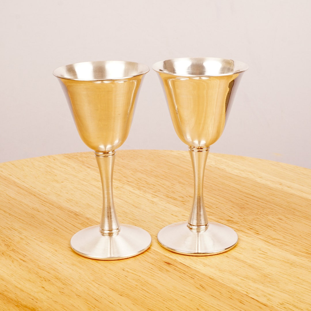 2 copas/vasos // Plateado // Hecho en Italia // Excelente - Etsy España