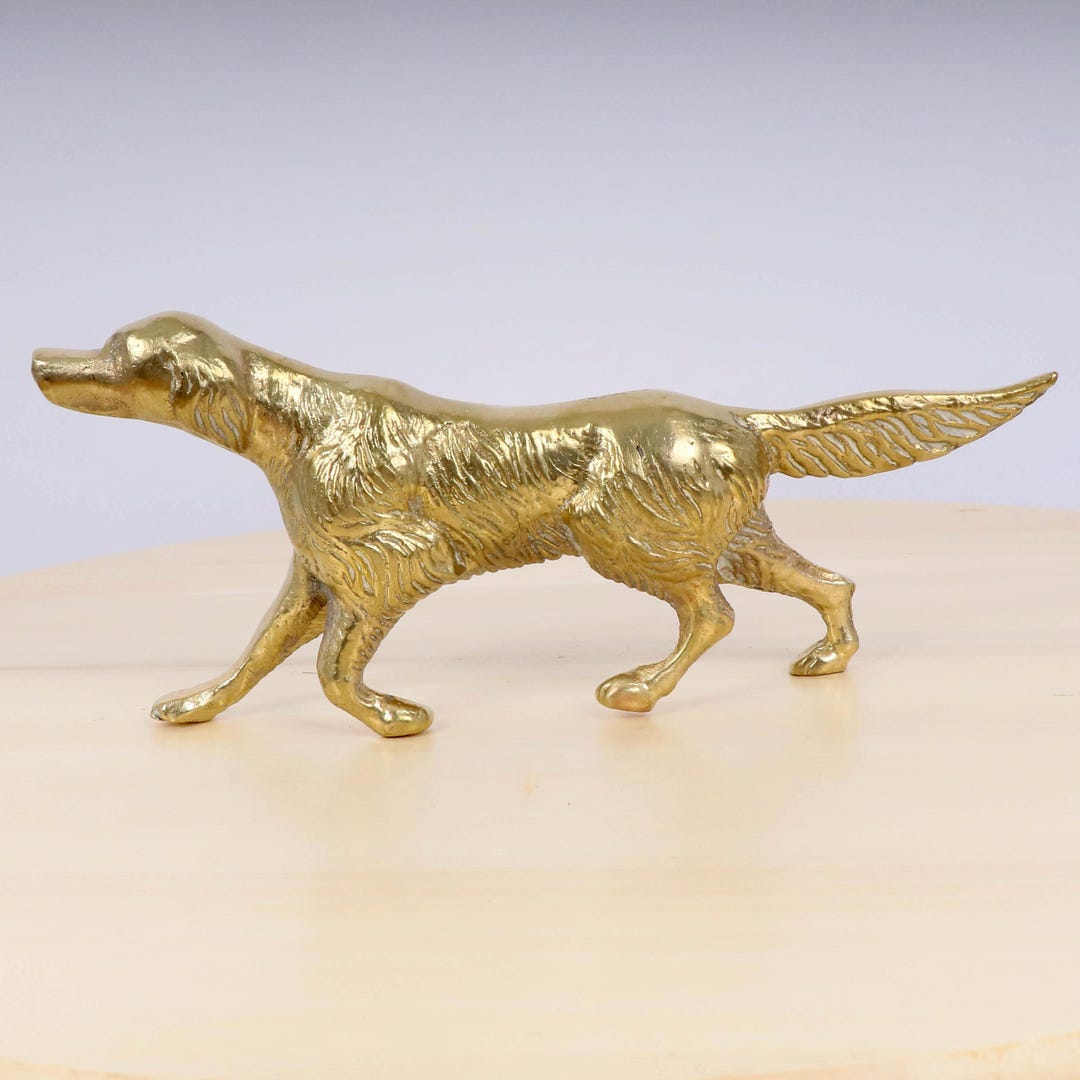 Vintage Labrador / Golden Retriever Dog Figurine – Heavy Solid Brass ...