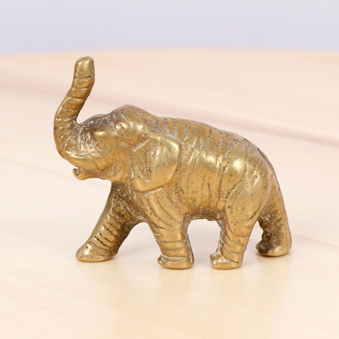 Elephant With Its Nose Pointing up in the Air || Vintage Solid Brass ...