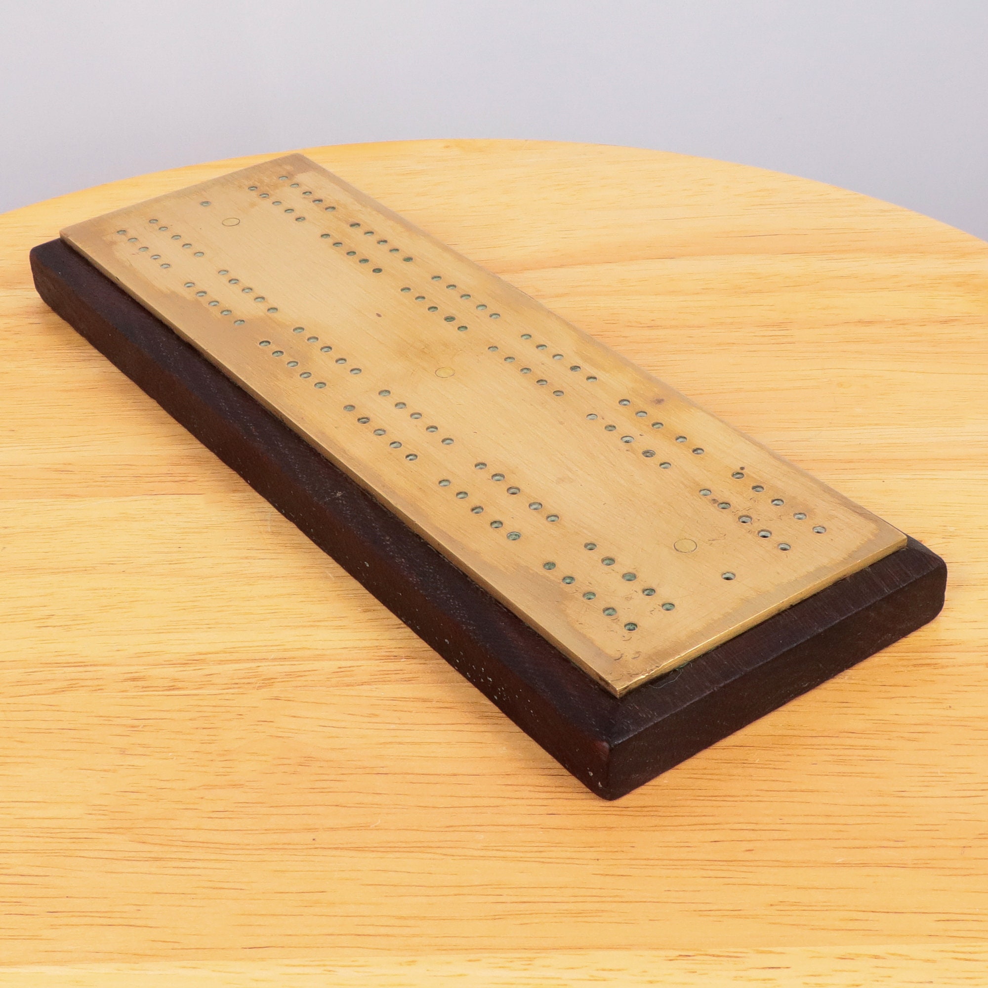Game Point Counter || Vintage Solid Brass on Wooden Base || Cribbage ...