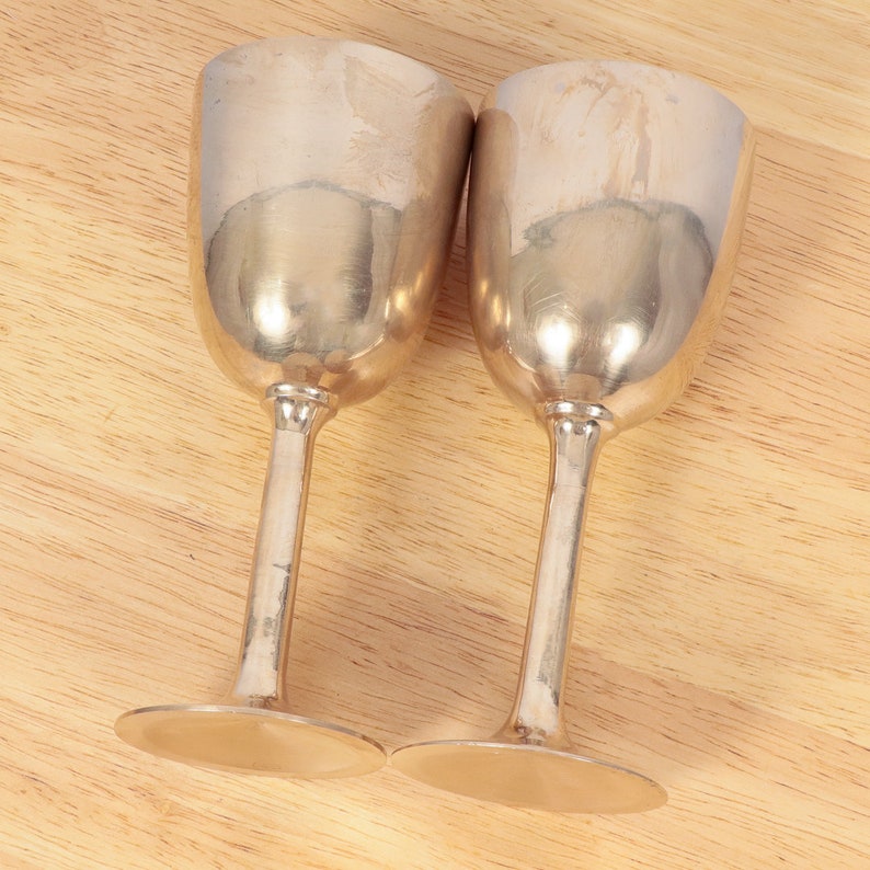 2 Goblets / Glasses / Two Brass Goblets / Brass Drinkware / - Etsy UK
