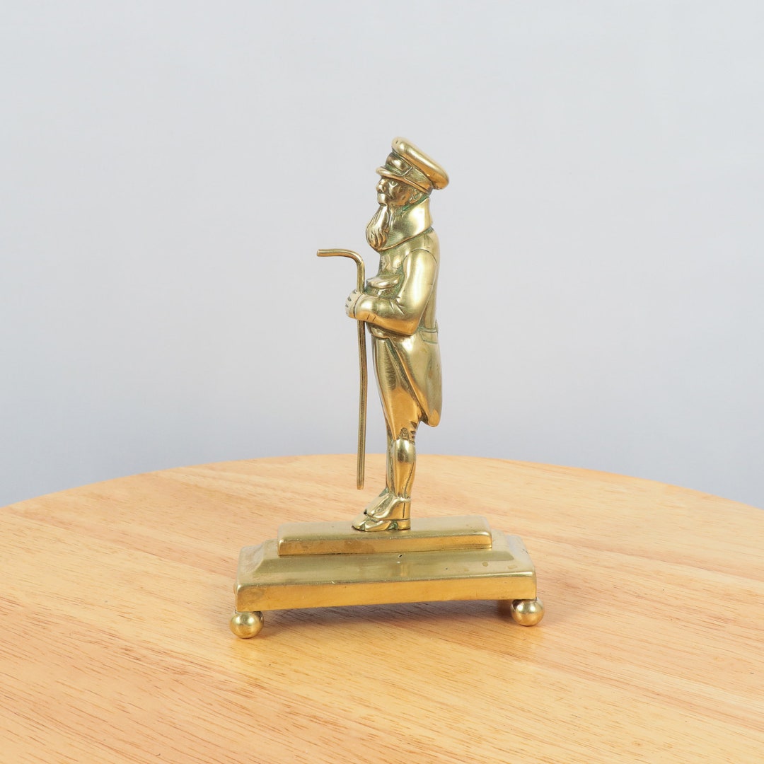 Man With a Cane Figurine / Sculpture / Statuette || Antique Solid Brass ...