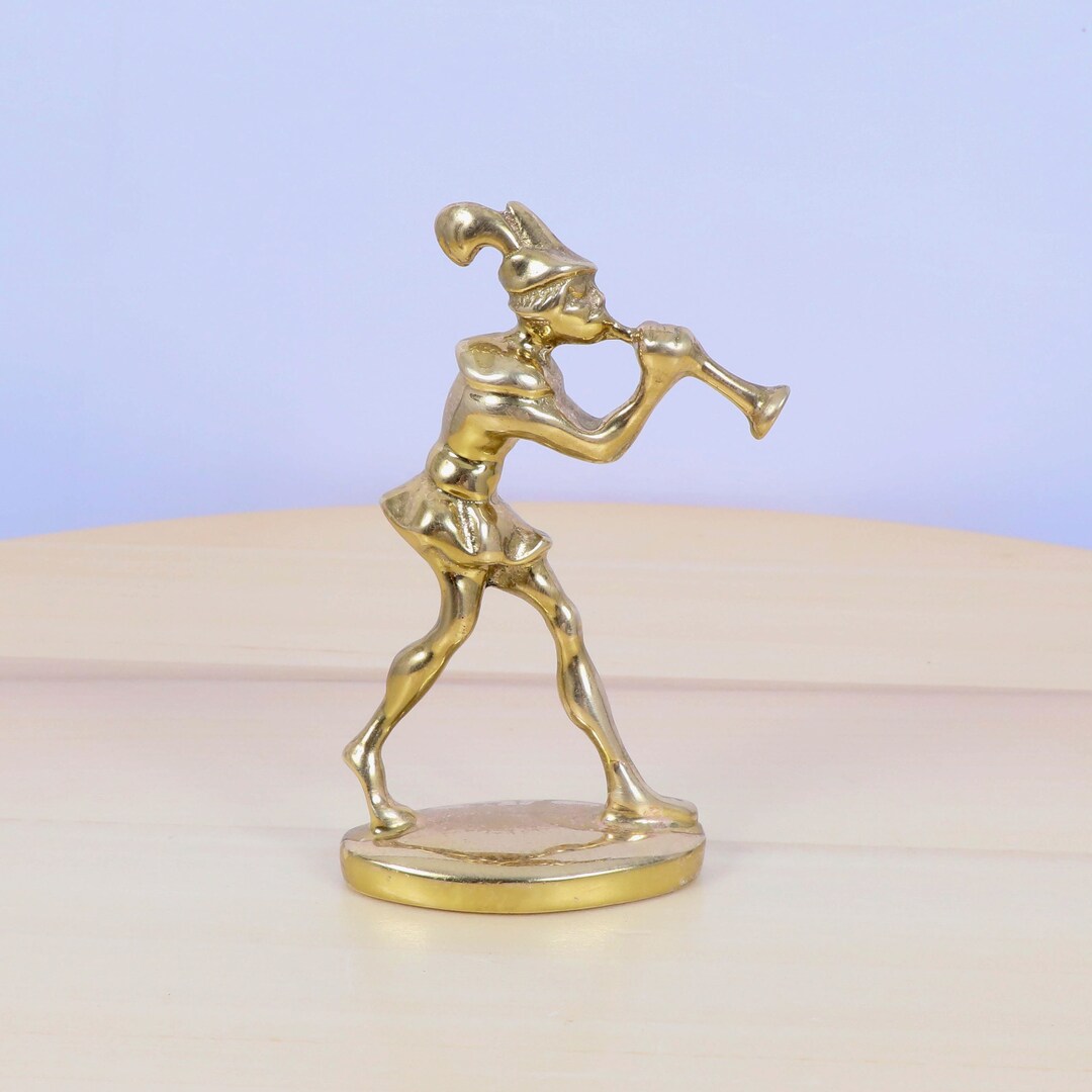Boy Playing a Trumpet Sculpture / Figurine || Vintage Solid Brass ...