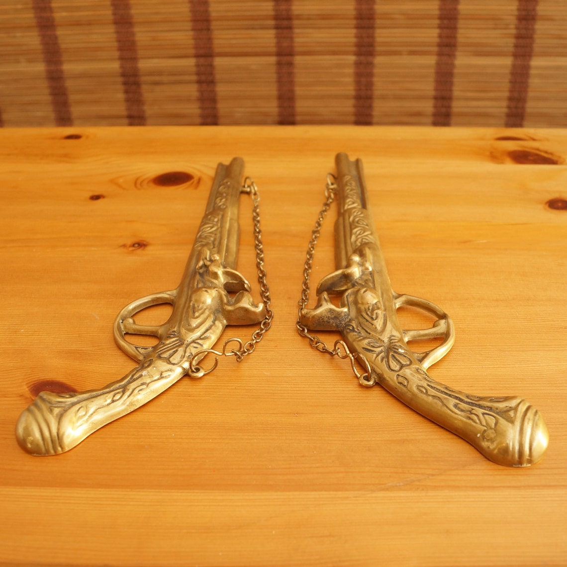 Brass Decorative Gun Set Vintage Wall Decor High - Etsy