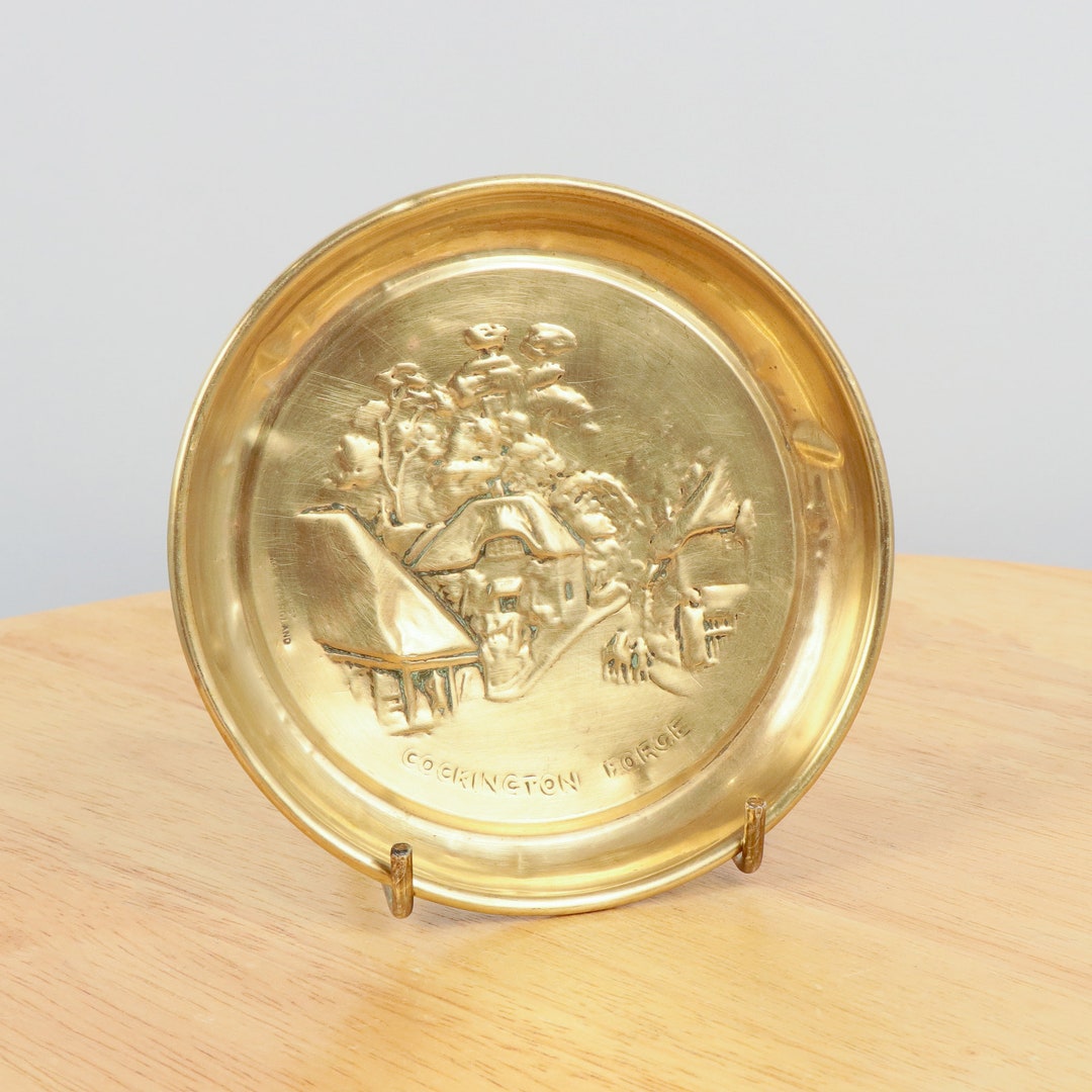 Plate / Dish / Tray || Vintage Solid Brass || Cockington Forge Souvenir ...