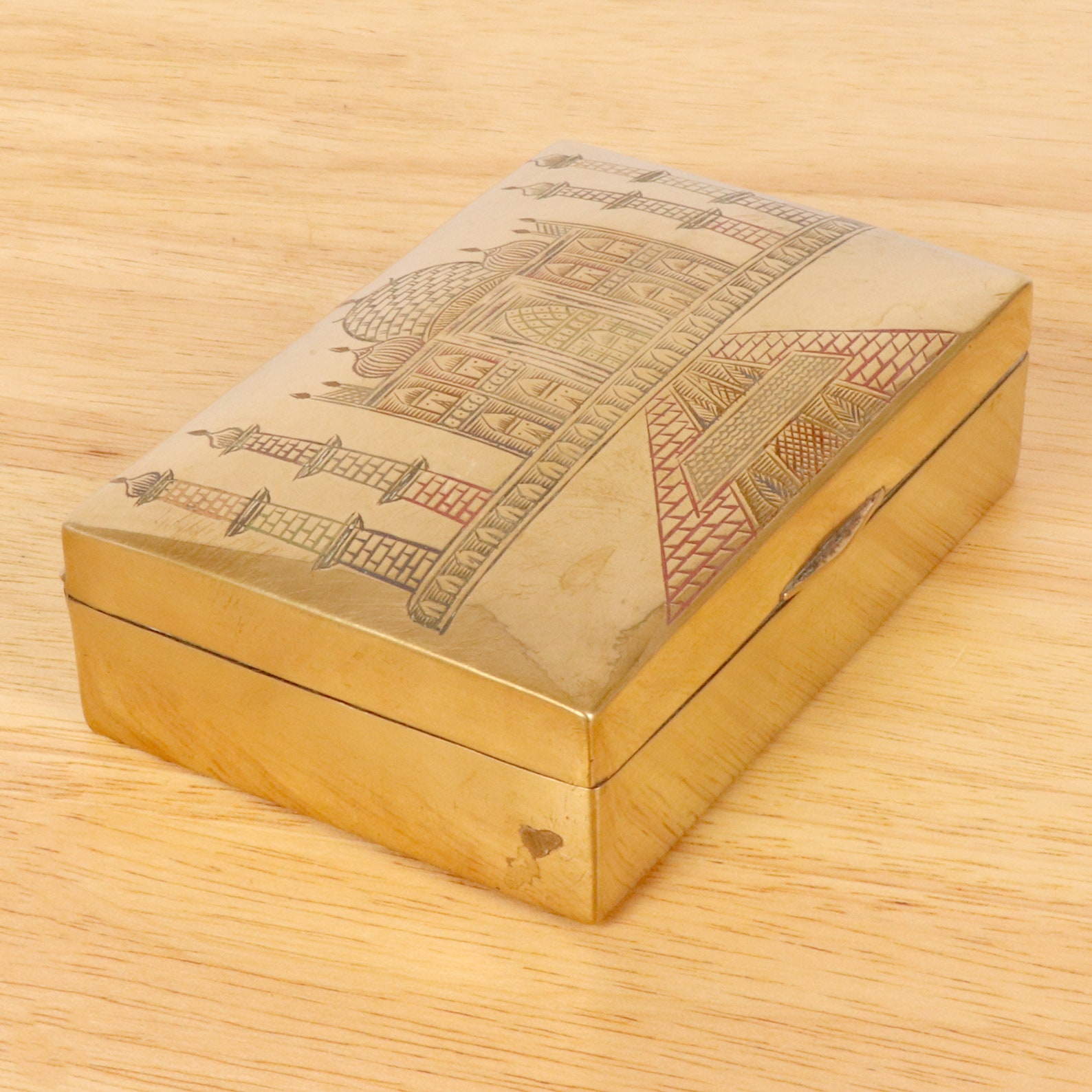 Box Vintage Solid Brass Hindu Temple Design Wooden - Etsy