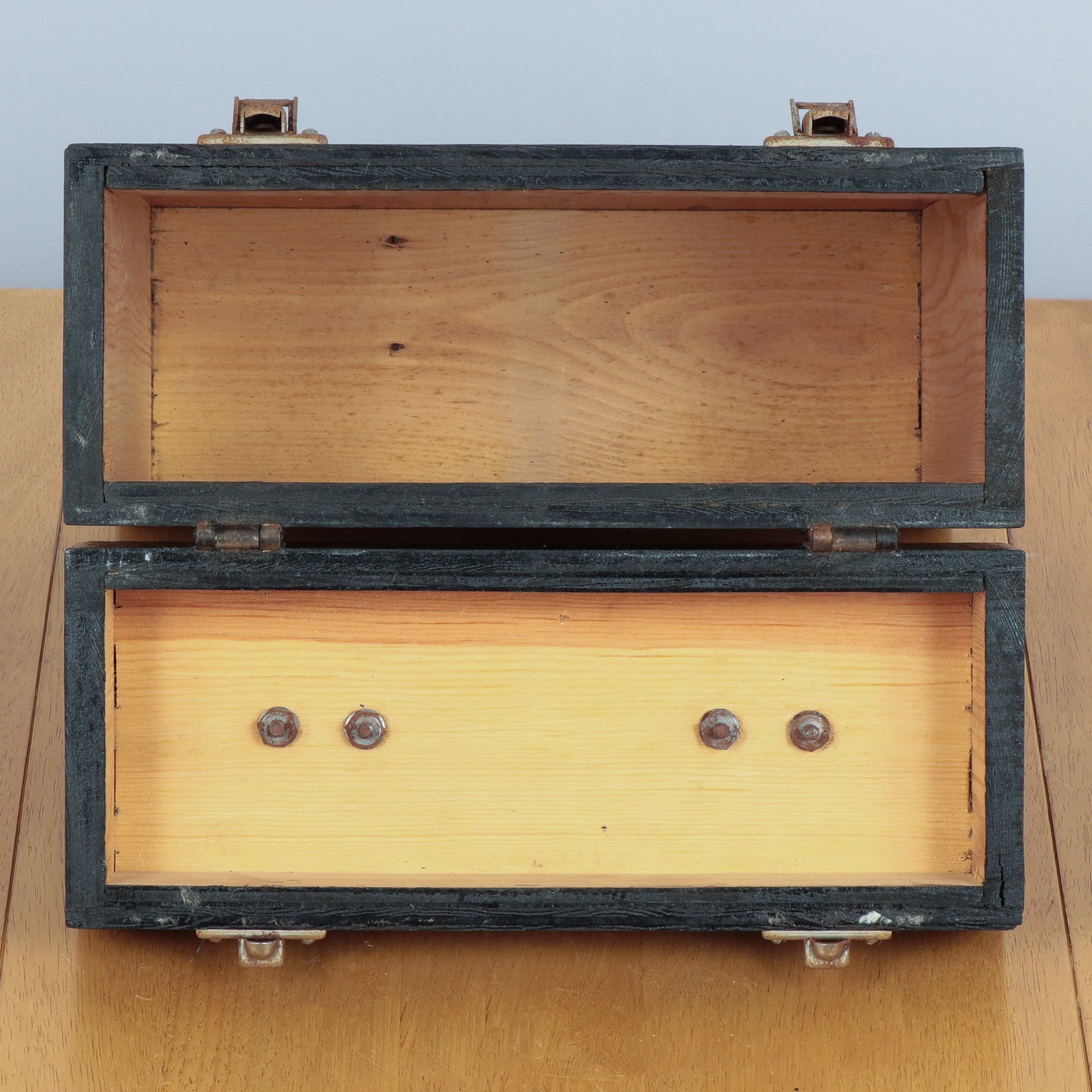 Wood Box / Case With Leather Handle || Vintage Solid Wood - Etsy UK