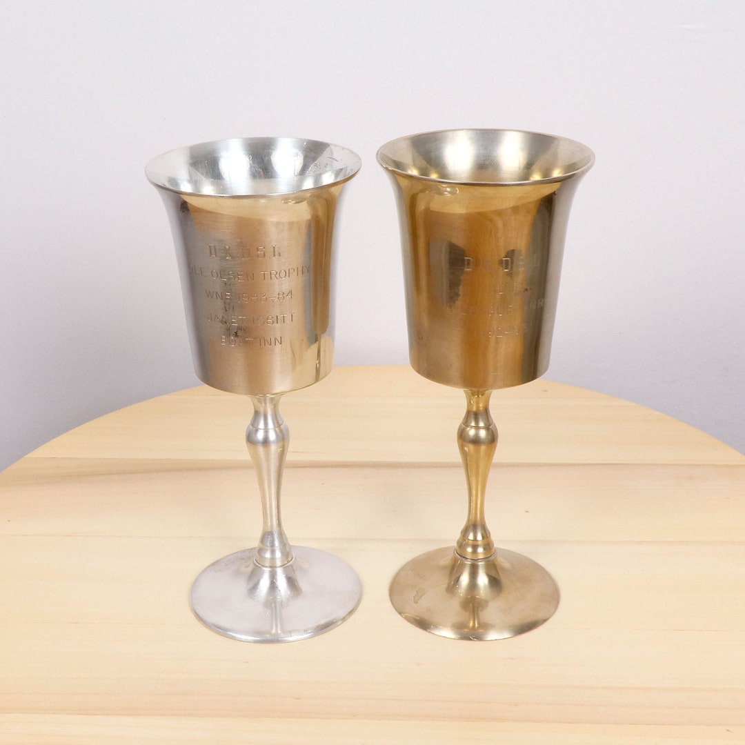 2 Goblets / Glasses || EPNS on Brass - DDSL Ladies a League Wnrs 1992 ...