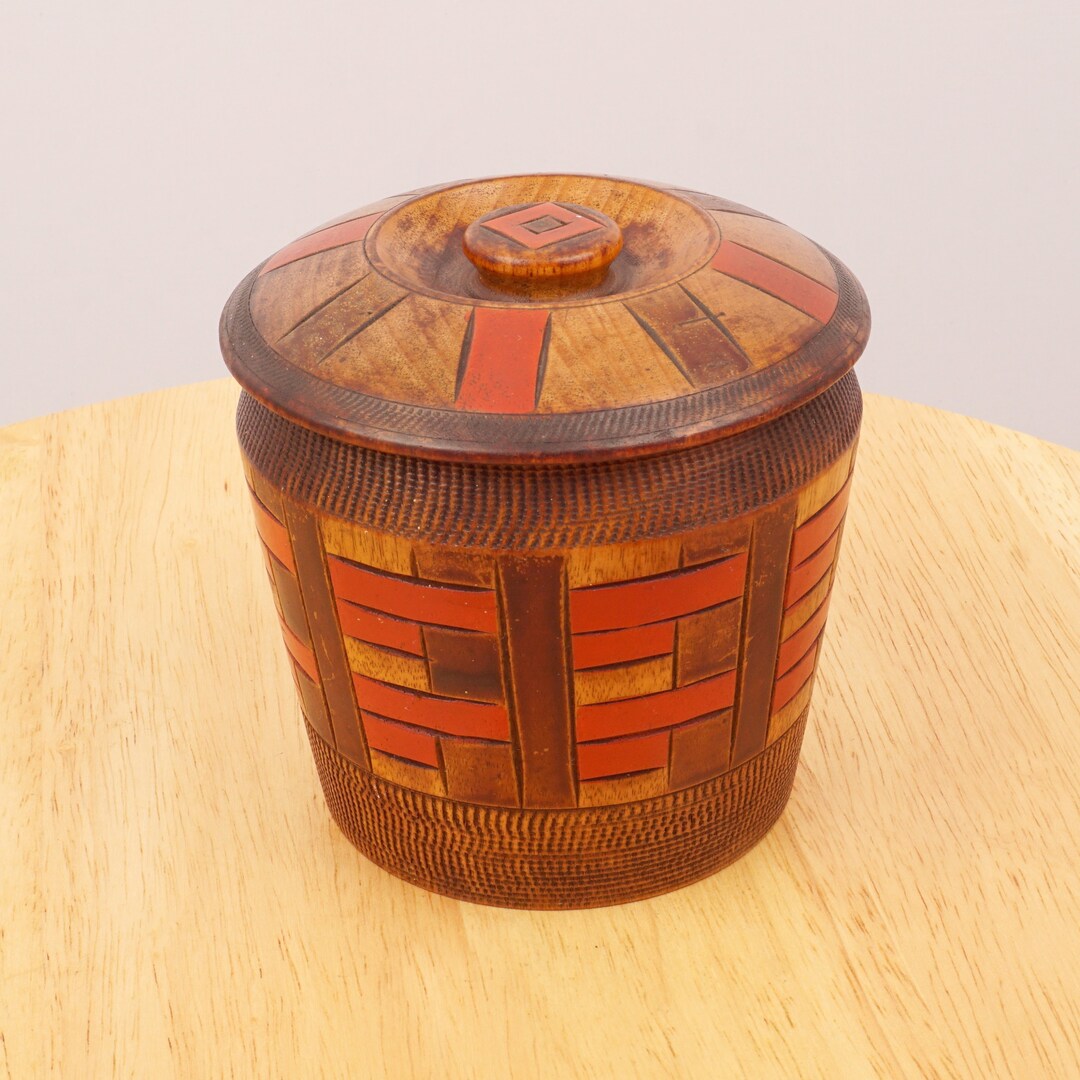 Light Wood Round Shape Box With Lid / Wood Jar || Abstract Colourful ...
