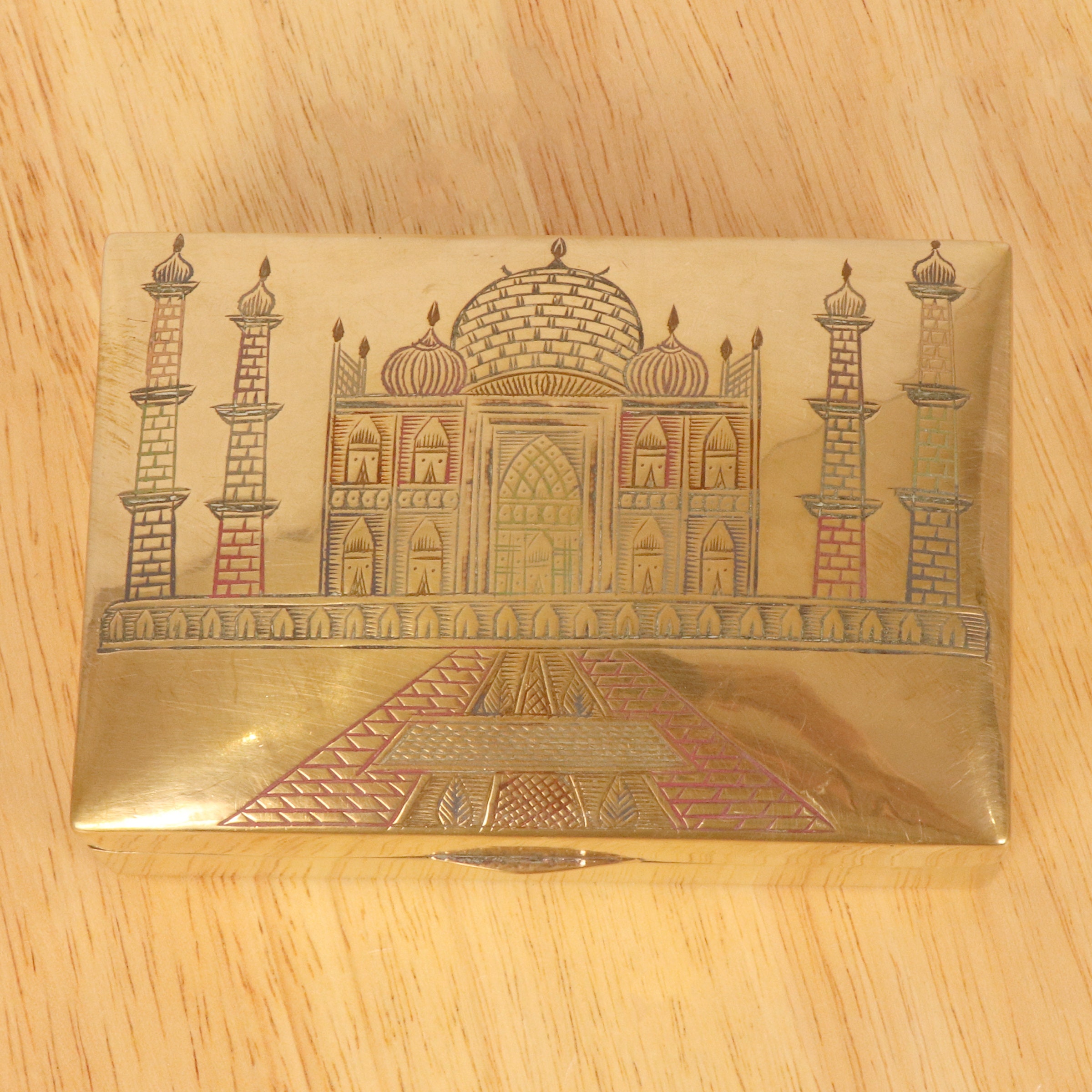 Box Vintage Solid Brass Hindu Temple Design Wooden | Etsy